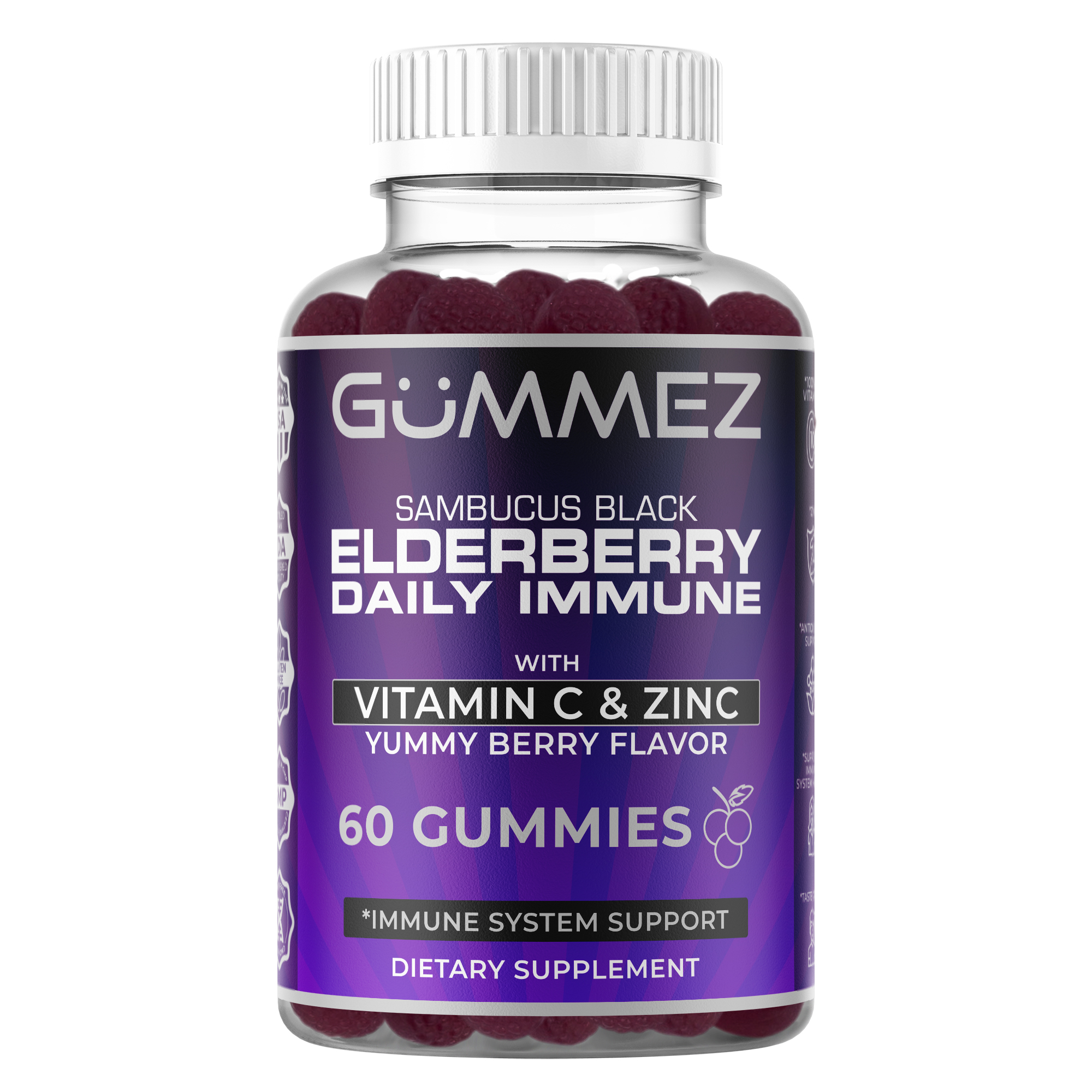 Sambucus Black Elderberry Gummez With Immune Support – 60 Gummies | Gummez